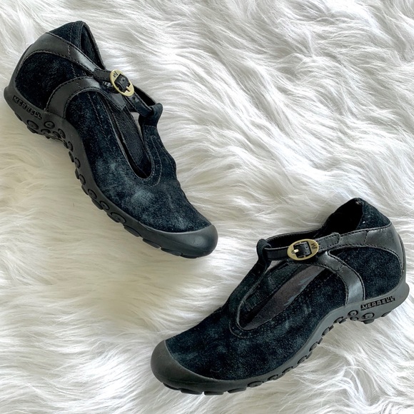 Merrell | Shoes | Merrell Black Suede T Strap Outdoor Hiking Sandals ...